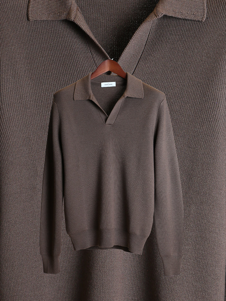 Gran Sasso | Chestnut 2ply Merino Skipper Polo | The Local Merchants